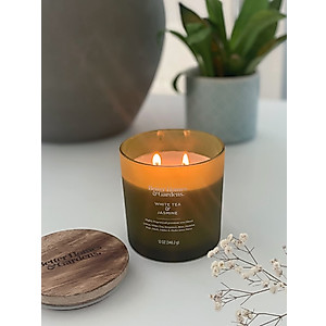 BetterHomes&Gardens Better Homes and Gardens 12oz Scented Candle, White Tea and Jasmine 2-Pack, Olive Green, 12oz (329g) x 2 [excluding glass jar weight] (44220)