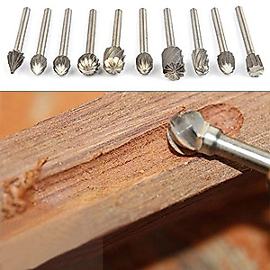Tungsten Carbide HSS Rotary Burr Set - APlus 20pcs Wood Carving Drill Bits Set with 3mm 1/8 inch Shank for DIY Woodworking, Carving, Engraving, Drilling