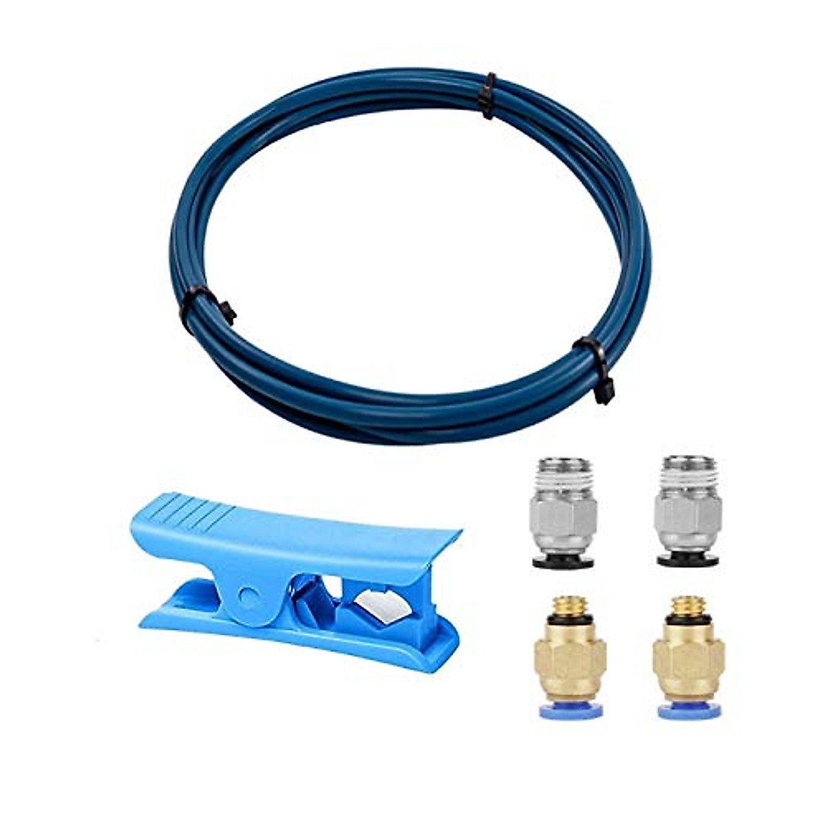 CHPOWER 2 Meter Capricorn for 1.75mm Filament with PTFE Teflon Tube Cutter + Upgraded PC4-M6 and PC4-M10 Pneumatic Fittings