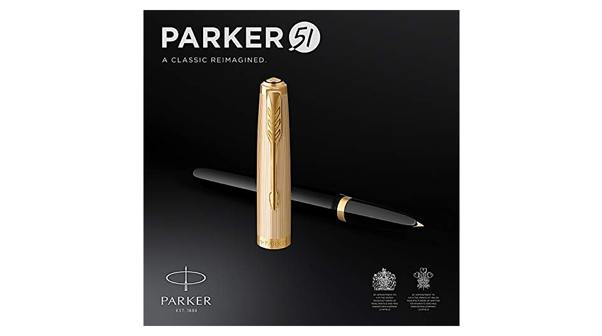 Parker 51 Fountain Pen - Deluxe Black Barrel, Gold Trim