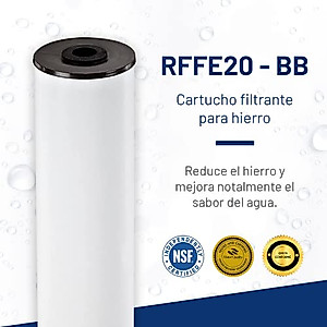 Pentair Pentek RFFE20-BB Big Blue Water Filter, 20-Inch, Whole House Radial Flow Iron Reduction Replacement Cartridge, 20" x 4.5", White