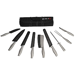 Ross Henery Professional, Japanese Style, 9 Piece Chefs Knife Set in Case with Protective Sheaths