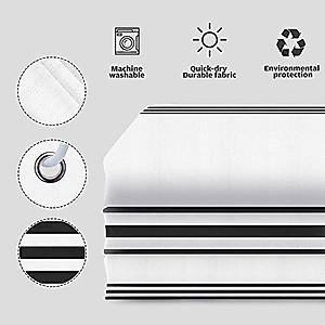 Seasonwood Black and White Shower Curtain with Tassels,Farmhouse Fabric for Bathroom,Heavy Weighted, 72 x 72