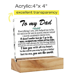 Dad Gifts From Daughter, to My Dad Everything I am You Helped Me to Be Desk Decor Acrylic Desk Plaque Sign with Wood Stand Home Office Desk Sign Keepsake Present