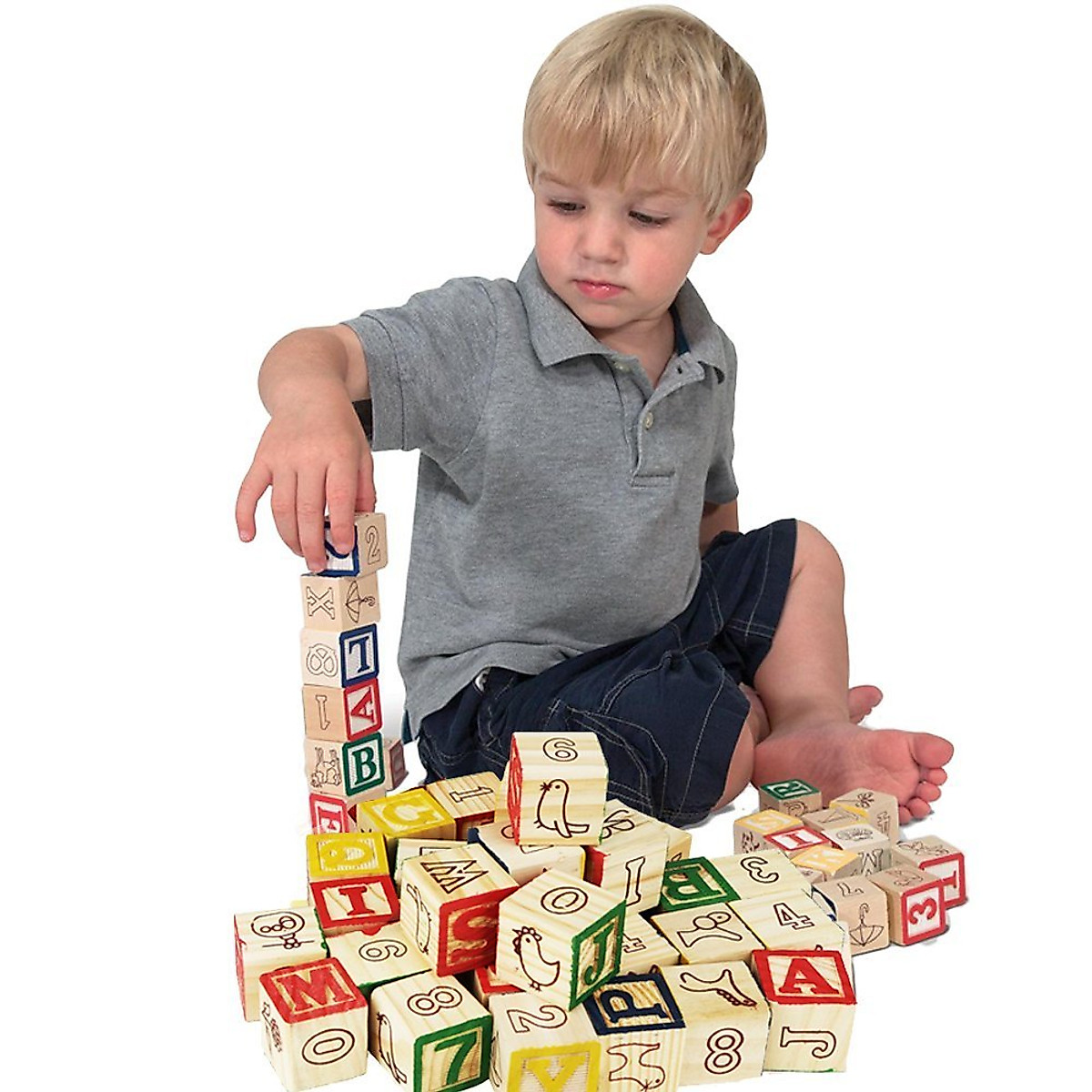 Number 1 In Service Wooden Alphabet Blocks, Best Wagon ABC Wooden Block Letters Come in a Pull Wagon for Easy Storage and Movement, Most Entertaining Wooden Toy for Toddlers, 30 Pieces Set.