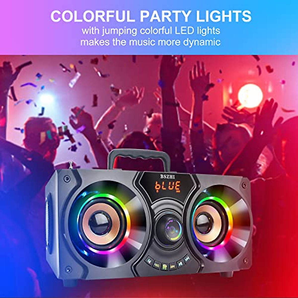 Portable Bluetooth Speaker with Lights,Transparent Wireless Bluetooth Speaker,5.0 Portable Bluetooth Speaker with LED Light, Perfect Mini Speaker for Shower, Room, Bike, Car (Brown)
