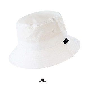 The Hat Depot Denim Cotton & Lightweight, Quick Dry Packable Bucket Sun Hat (L/XL, 2. Light - White)