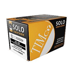 TimCo Solo Coach Screws 6.0 x 60 mm-Hex Flange Head-Yellow-(Box 100) -660SCSY, 6.0 x 60mm