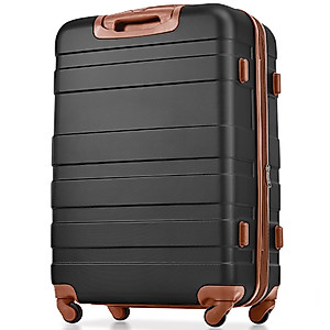 Merax 3 Piece Expandable ABS Hardshell Luggage Sets Spinner Wheel Suitcase TSA Lock Suit Case, Black/Brown, 20/24/28 Inch