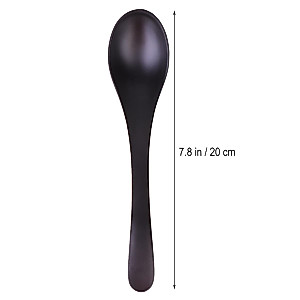 6PCS Asian Soup Spoons Chinese Soup Spoons Japanese Soup Spoons Spoons Rice Spoons Black Melamine Spoons Tableware for Ramen Wonton Dumpling Miso