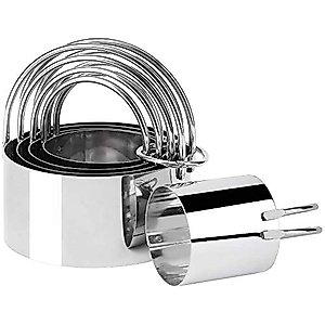 Hovico 5Pcs Biscuit Cutter Set, Stainless Steel Round Cookies Cutter Fondant Cutters with Handle for Cutting Thick or Thin Dough Stainless Steel Baking Tools Set - Flat Edge