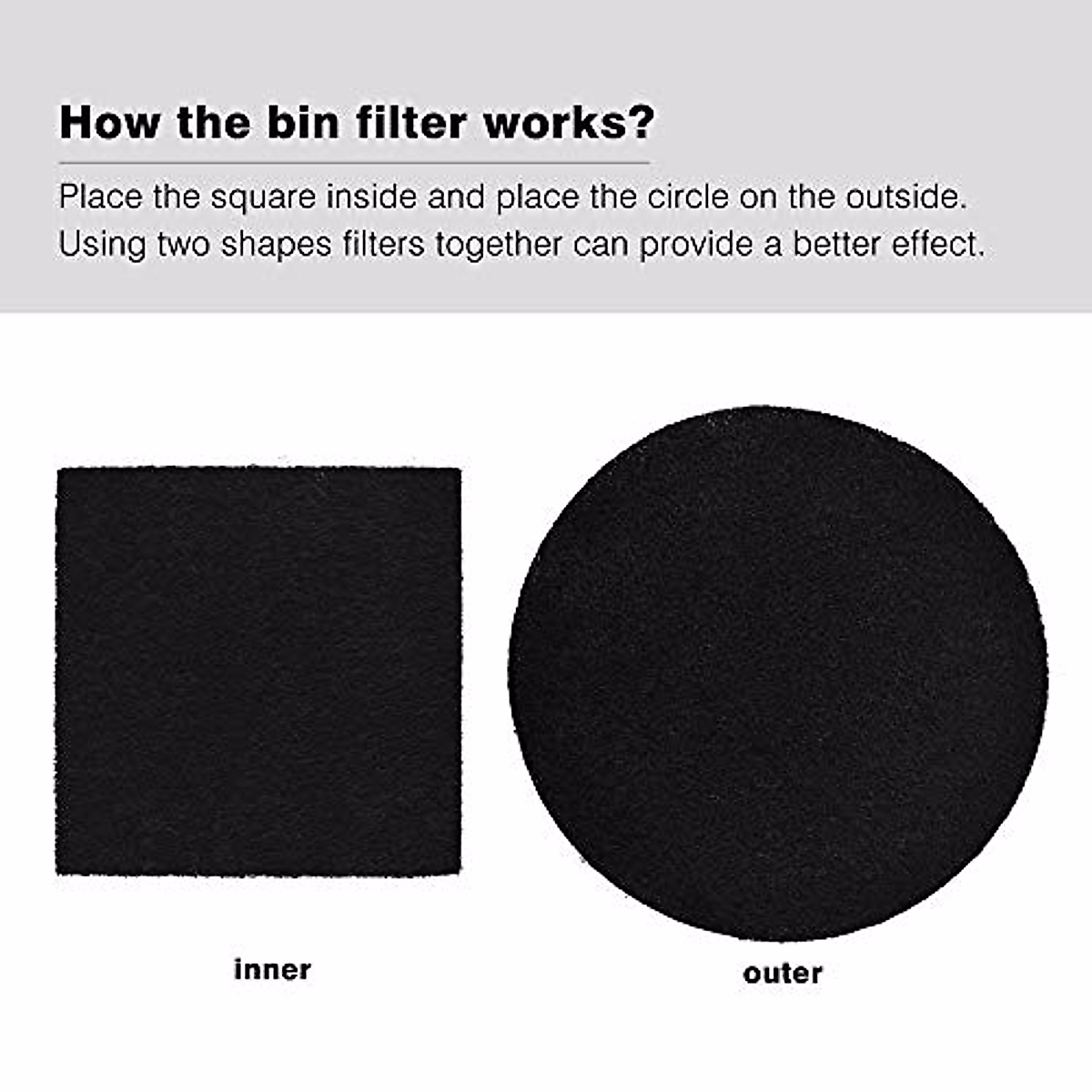 Compost Bin Filters, 12 Pcs, Activated Carbon Filters for 1/1.3 Gallon Compost Bin, Kitchen Compost Pail Filters, 6 Round 6.5 inch and 6 Square 4.65 inch Diameter