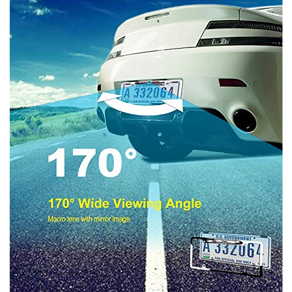 JPP License Plate Camera, JPP Backup Camera with LED Night Vision, Universal Car Rear View Camera for Any Vehicle, Waterproof Parking Reverse Camera with Long Service Life for Vehicles Truck Van SUV