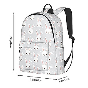FeHuew 16 inch backpack Childish Bunny Cartoon Rabbits Laptop Backpack Full Print School Bookbag Shoulder Bag for Travel Daypack