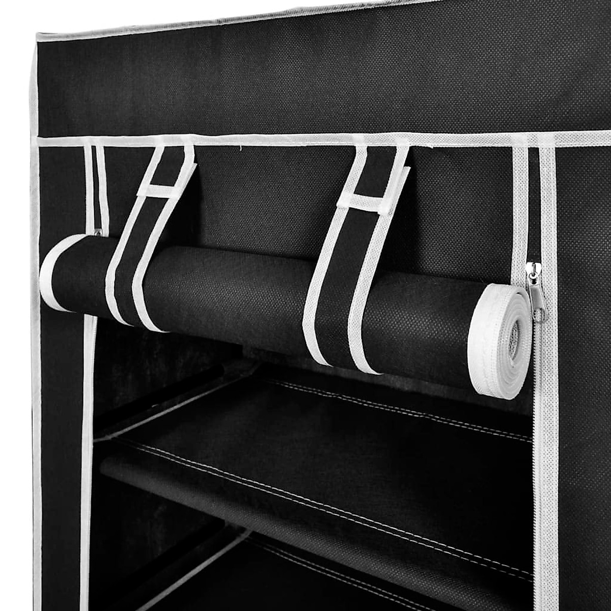 QJBSAVVA Fabric Shoe Cabinet with Cover 23" x 11" x 42" Black,Shoe Rack Organizer Closet Show Rack Shoe Bench Closet Shelf Suitable for doorways, Front Rooms, bedrooms