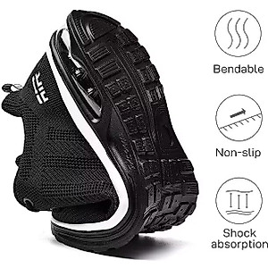 Wide Width Womens Sneakers Air Cushion Running Shoes Walking Tennis Shoes for Women Black