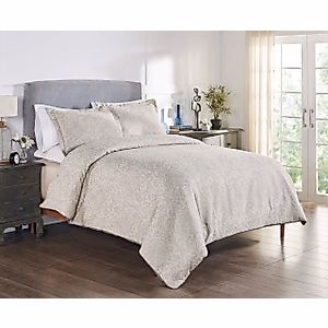 Better Trends Haven Damask Duvet Cover Collection 100% Cotton Tufted Unique Luxurious Soft Plush Woven Machine Washable Tumble Dry, Queen Set, Grey