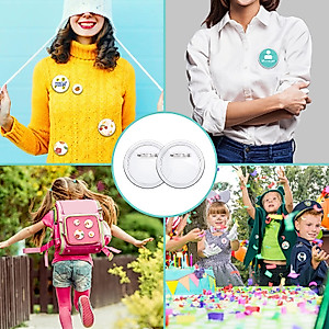 18 Pack Acrylic Design Button 2.4 Inch/60mm Name Badge DIY Buttons Clear Pins for DIY Crafts Children's Paper Craft Activities Pin Back on Clothes, Hats, Bags