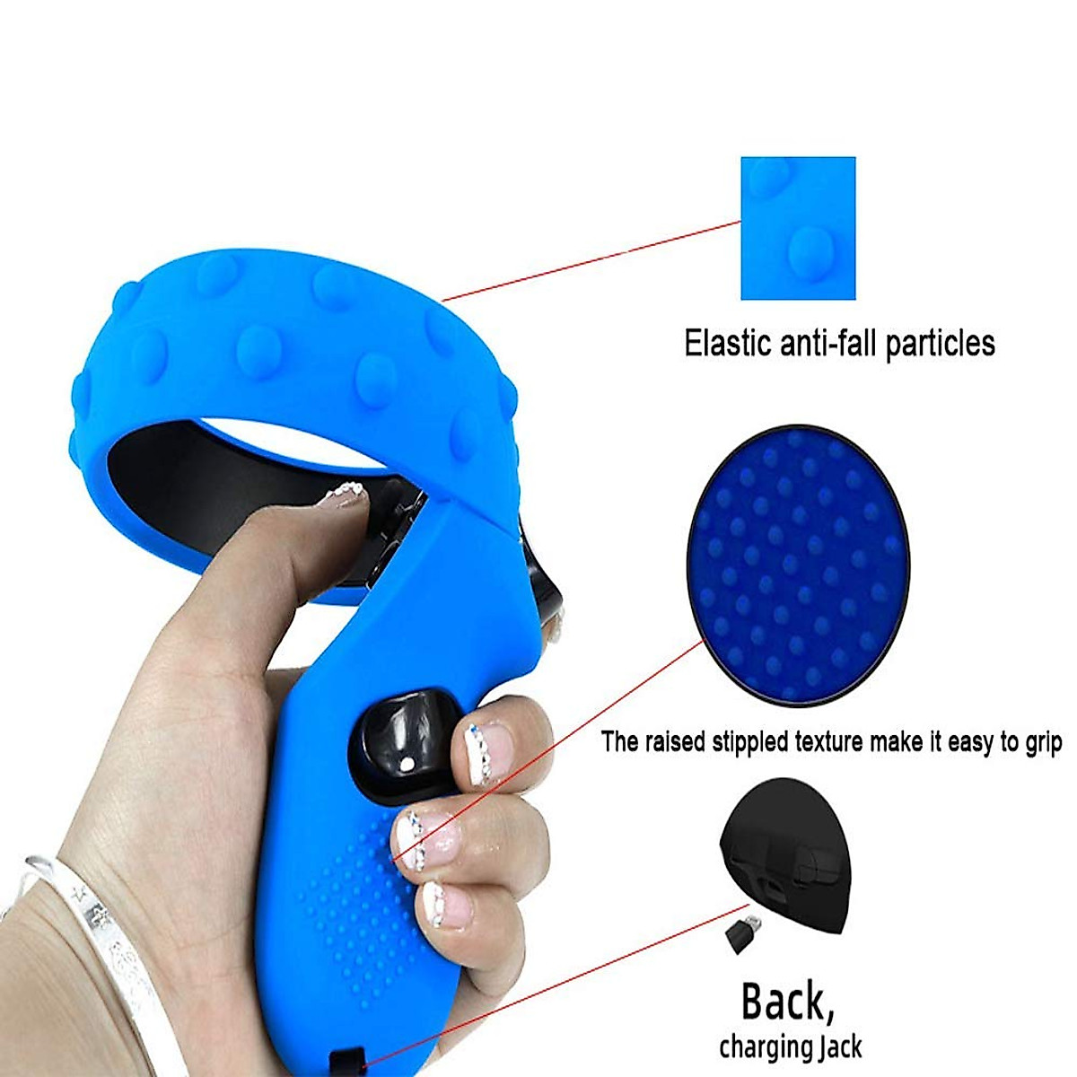 HissKong 1 Pair Controller Protective Case Waterproof and Non-Slip Silicone Cover for Oculus Quest and Oculus Rift S VR Controller Handle - White