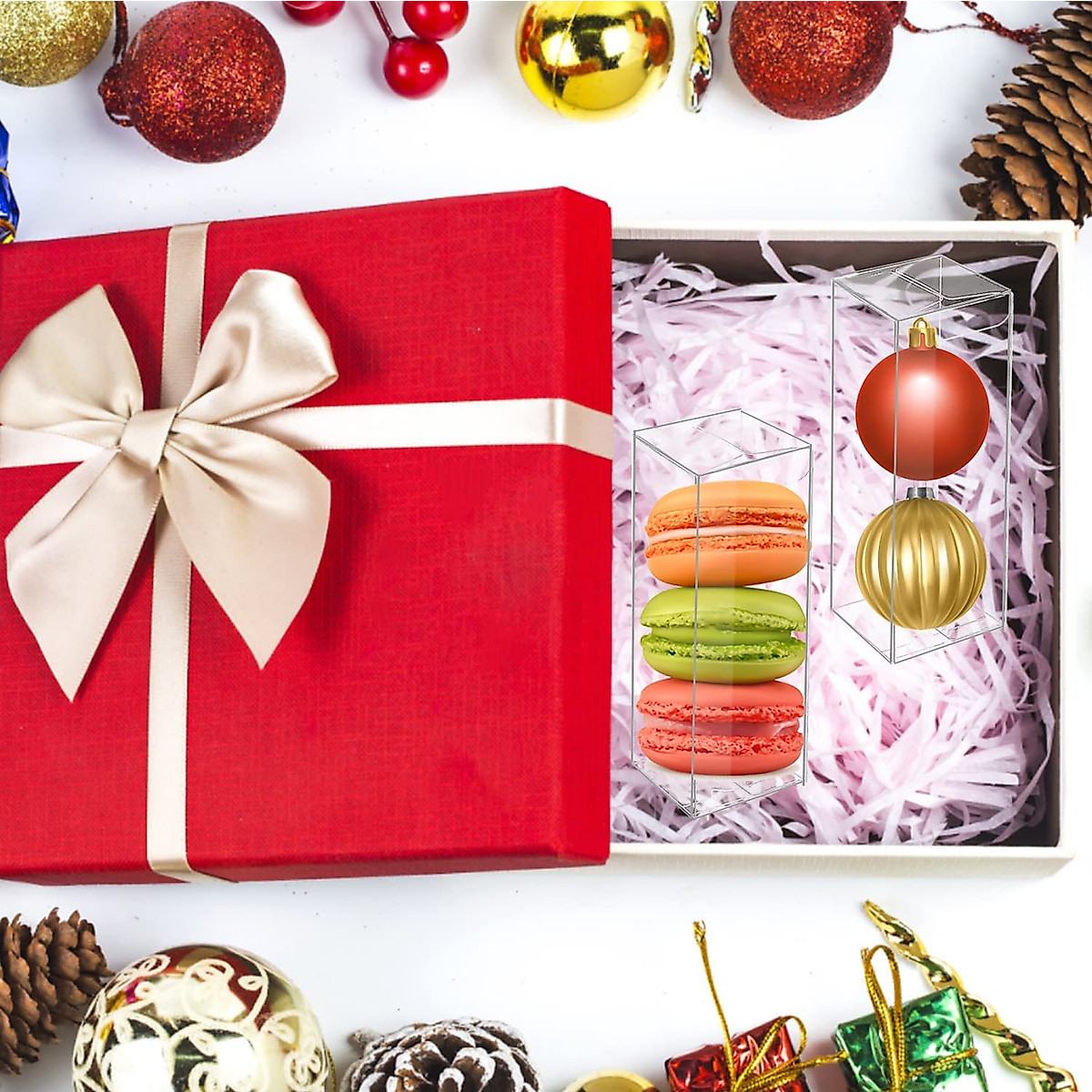 CAYOREPO 100 Pcs 2 x 2 x 6 inch Clear PET Plastic Gift Boxes Transparent Cube Boxes PET Boxes Candy Chocolate Cookies Treat Boxes for Christmas, Wedding, Party, Baby Shower