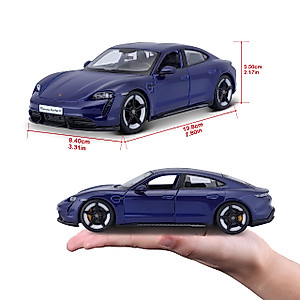 Bburago Porsche Taycan Turbo S in Blue in 1/24 Scale (18-21098B)