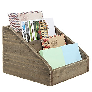 MyGift Vintage Dark Brown Wood 4 Compartments Decorative Rustic Mail Sorter/Office Desk Stationary Organizer for Home, Office, Classroom, Dorm