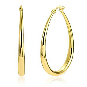 KISSPAT 14K Gold Oval Hoop Earrings for Women Hypoallergenic Sterling Silver Post Drop Dangle Oval Hoop Earrings