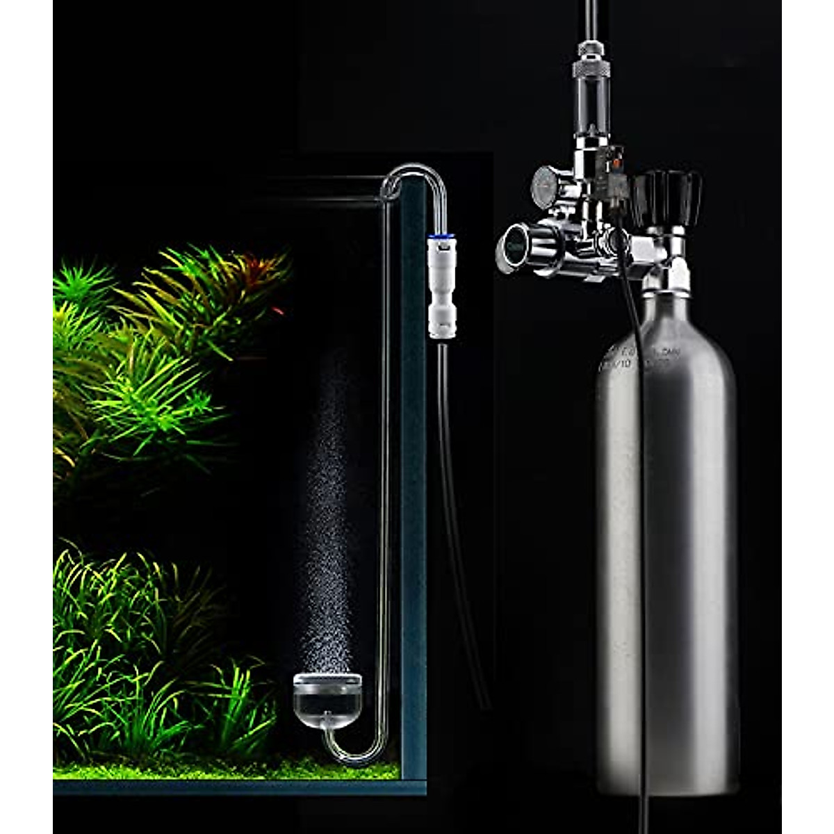 Clscea Aquarium CO2 Regulator Dual Gauge with Bubble Counter and Solenoid Valve, Single Stage