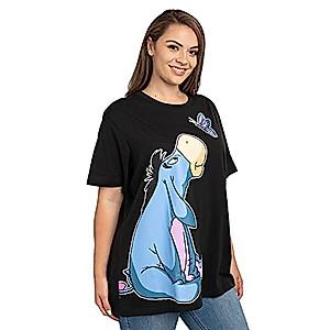 Disney Plus Size Womens T-Shirt Eeyore Butterfly Side Print (Black, 5X)