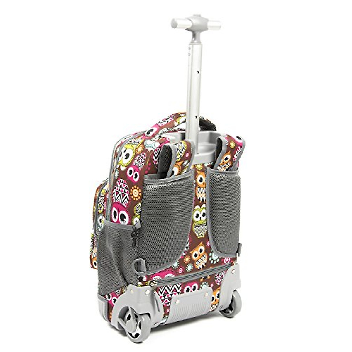 Tilami Kids Rolling Backpack 18 inch Boys and Girls Laptop Backpack, Owls