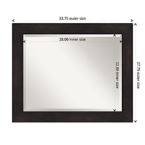 Amanti Art Bathroom Mirror, Furniture Espresso Wall Mirror for use as Bathroom Vanity Mirror Over Sink (27.75 x 33.75 in.) Beveled Mirror, Brown Mirror, Casual Mirror from WI, USA