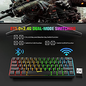 L500 Wireless Gaming Keyboard and Mouse Combo, 2200mAh Mini 61 Keys Mechanical Feeling Keyboard with Bluetooth 5.1&2.4G Wireless Dual Modes,RGB Backlit Wireless Lightweight Gaming Mouse for PC/Gamer