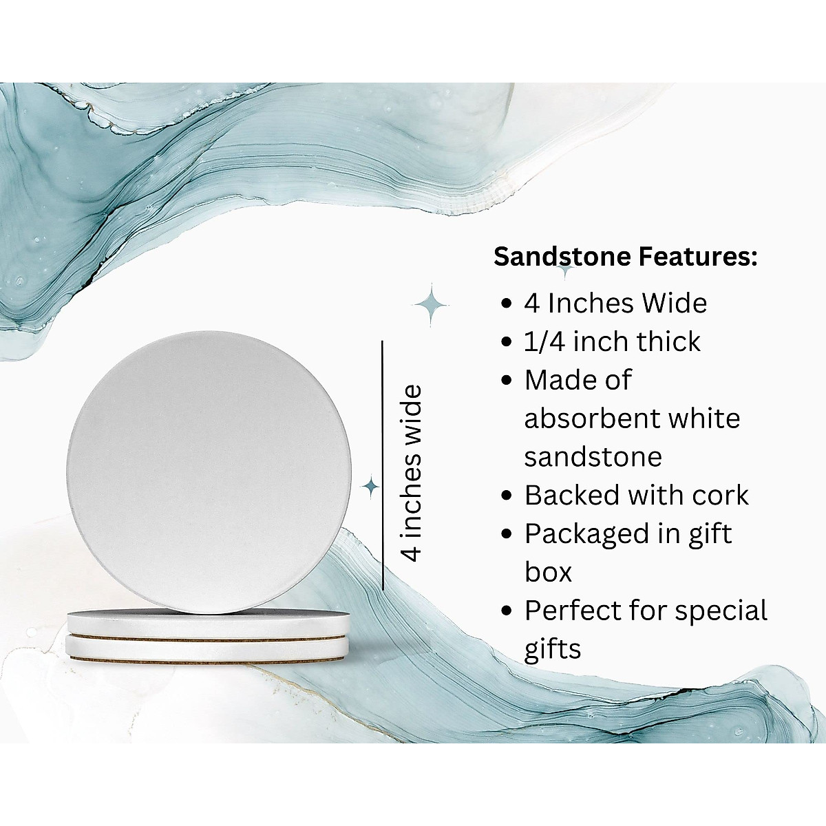 Personalized Coasters for Drinks White Barnwood Design Custom Farmhouse Coaster Set Monogram Initial Name Housewarming Gift Handmade by The Painted Pug (White)