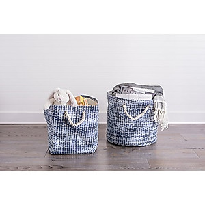 DII Woven Paper Storage Bin, Tweed, Nautical Blue, Small