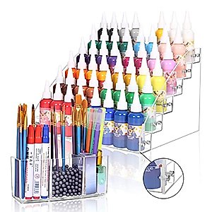 JANNO 6 Layers Acrylic Paint Bottles Organizer, Craft Paint Brush Holder With Beads, Perfect Paint Storage Rack For Storing 2oz Paint Bottles, Oil Paint Tubes, Miniature Paints (Type B)