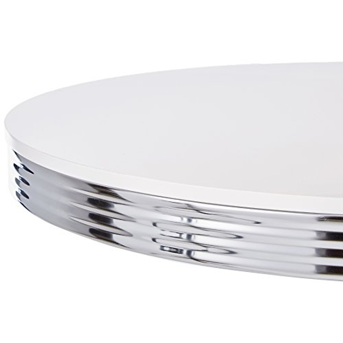 Coaster Home Furnishings Retro 1950s Soda Fountain Diner Round Dining Room Table White Laminate Top Sturdy Steel Chrome Base 2388