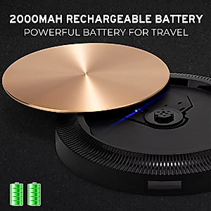 TRETTITRE Portable CD Player with Bluetooth Rechargeable Compact CD Player for Home/Travel,Support CD MP3 USB AUX Input
