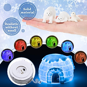 9 Pieces Polar Animal Toy Figurines Set with Igloo Realistic Polar Bear Figures Emperor Penguin Figurines Seal Figure Toys for Birthday Baby Shower Christmas Party Decoration Supplies