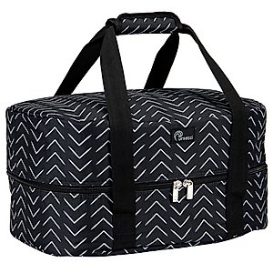 Slow Cooker Bag for Carrying Oval and Round-Shaped Crockpots, Multi Cookers, Rice & Pressure Cookers up to 6 Quarts to Transport Hot Food with Ease and in Style (Hatch Mark)