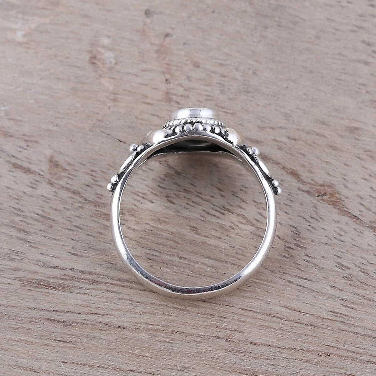 NOVICA Artisan Handmade Peridot Cocktail Ring Traditional from India Sterling Silver Red Single Stone Marsala Birthstone Gemstone [ring Front 0.5 in L x 0.4 in W x 0.2 in H Band Width 3 mm W] '