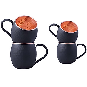 Staglife Black Matte Moscow Mule Copper Mugs, 20 Oz [Set of 2] + 16 Oz [Set of 2]