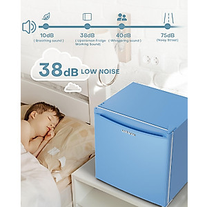 Upstreman 1.7 Cu.ft Mini Fridge with Freezer, Dorm Essentials, Adjustable Thermostat, Energy Saving, Low Noise, Single Door Compact Refrigerator for Dorm, Office, Bedroom, Blue-FR17