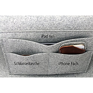 Pack & Smooch York Carryall Tote Bag for Women - Made with 100% Merino Wool and Vegetable Tanned Leather Strap (Grey/Light Brown)