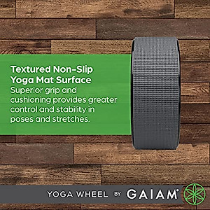 Gaiam Yoga Wheel - Multi-Purpose Yoga Prop & Back Stretcher - Assists with Flexibility, Releasing Tension in Back, Chest, and Spine - Textured Non-Slip Surface, Durable Core - 5"W x 12" Diameter