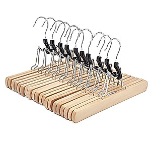 Amazon Basics Wooden Pants Hangers - Natural, 10-Pack