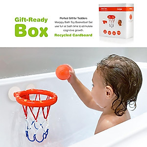 MARPPY Bath Toys, Bathtub Basketball Hoop for Kids, Toddlers, Boys, and Girls, 3 Balls No Holes, Mold Free Bath Toys and Strong Suction Cup, Fun Bathtub Toys & Shower Bath Toys for Toddlers and Kids