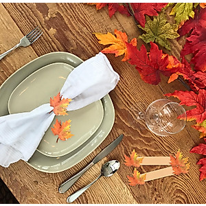Gift Boutique 100 Pieces Thanksgiving Paper Rings Harvest Maple Leaves Napkin Ring Holders Fall Band for Autumn Home Kitchen Dining Table Holiday Dinner Wedding Party Supplies Table Decorations