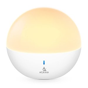 NexiGo Night Light, Portable One-Key Baby Bedside Lamp, RGB Changing Speed Adjustable & Dimmable, Rechargeable Touch Nursery Nightlight, for Kids Bedroom, Bathroom (Spherical)