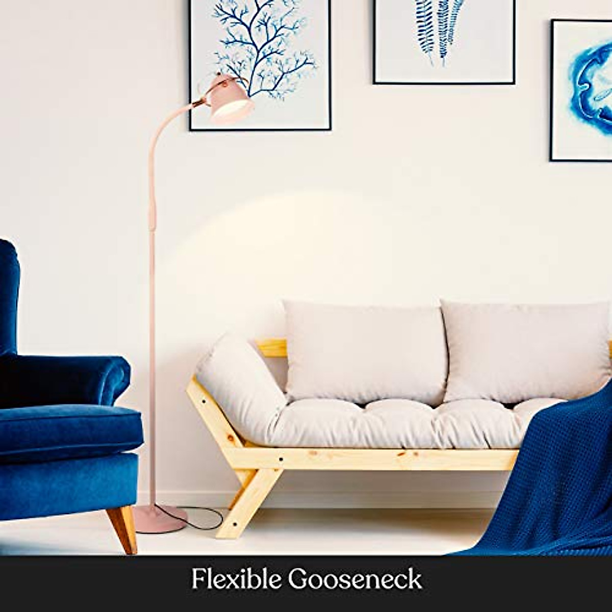 Brightech Zoey LED Floor Lamp - Flexible, Bright Standing Task Light for Puzzles, Crafting, Sewing and Reading - Perfect Dimmable Lighting for Kids Bedrooms, Desks, Nurseries, & Offices - Pastel Pink