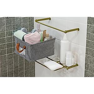 3pc 10 Liters Linen Storage Baskets with Dust-proof Opening & Handles & Visible Window, Foldable Small Fabric Bins Decorative Basket Organizer Boxes for Organizing Dresser Shelves